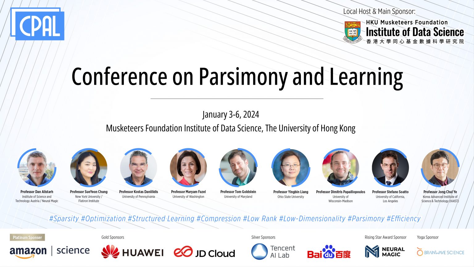 1st Conference on Parsimony and Learning (CPAL) will take place in HKU on January 3 – 6, 2024 ...